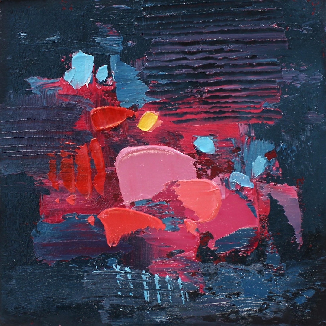 Original Abstract Oil Painting on Cardboard Texture Art by Daiga Dimza ...