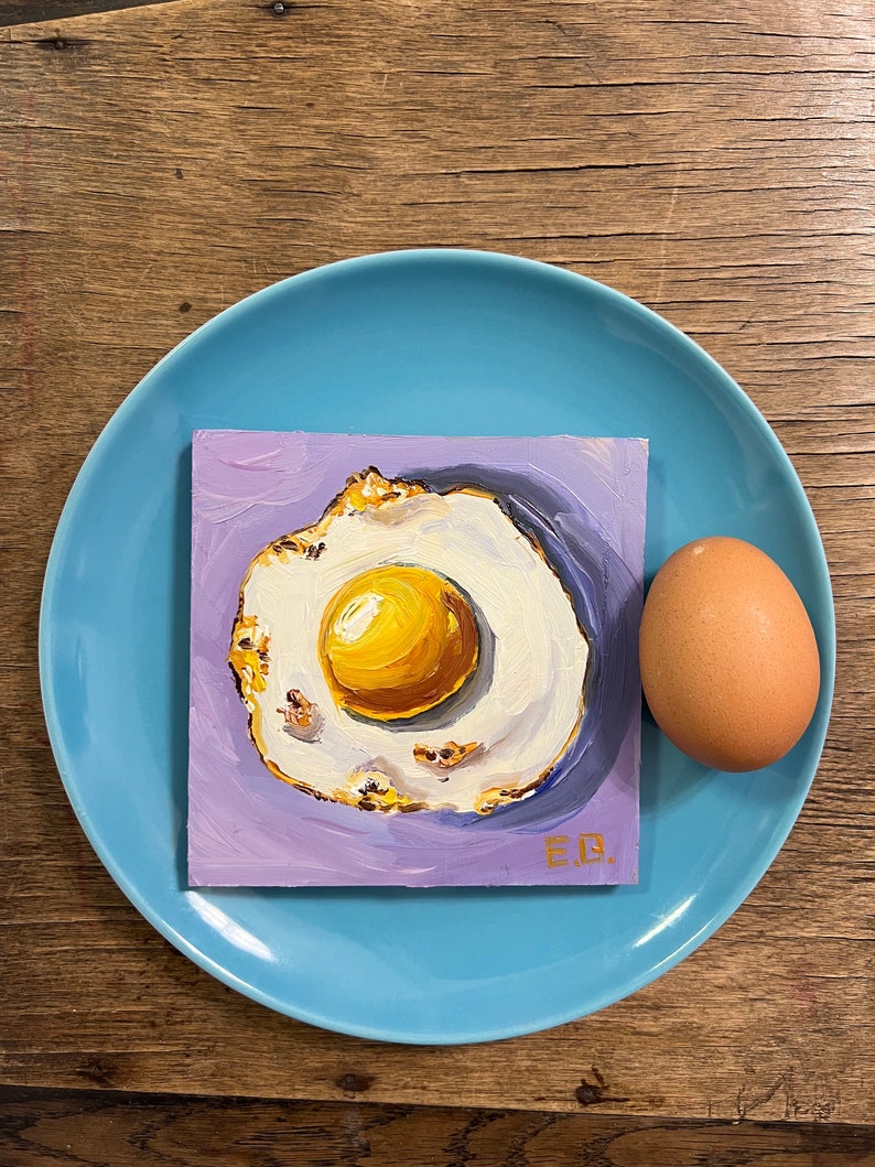 Original Custom Egg Oil Painting Food Art Fried Egg Oil - Etsy