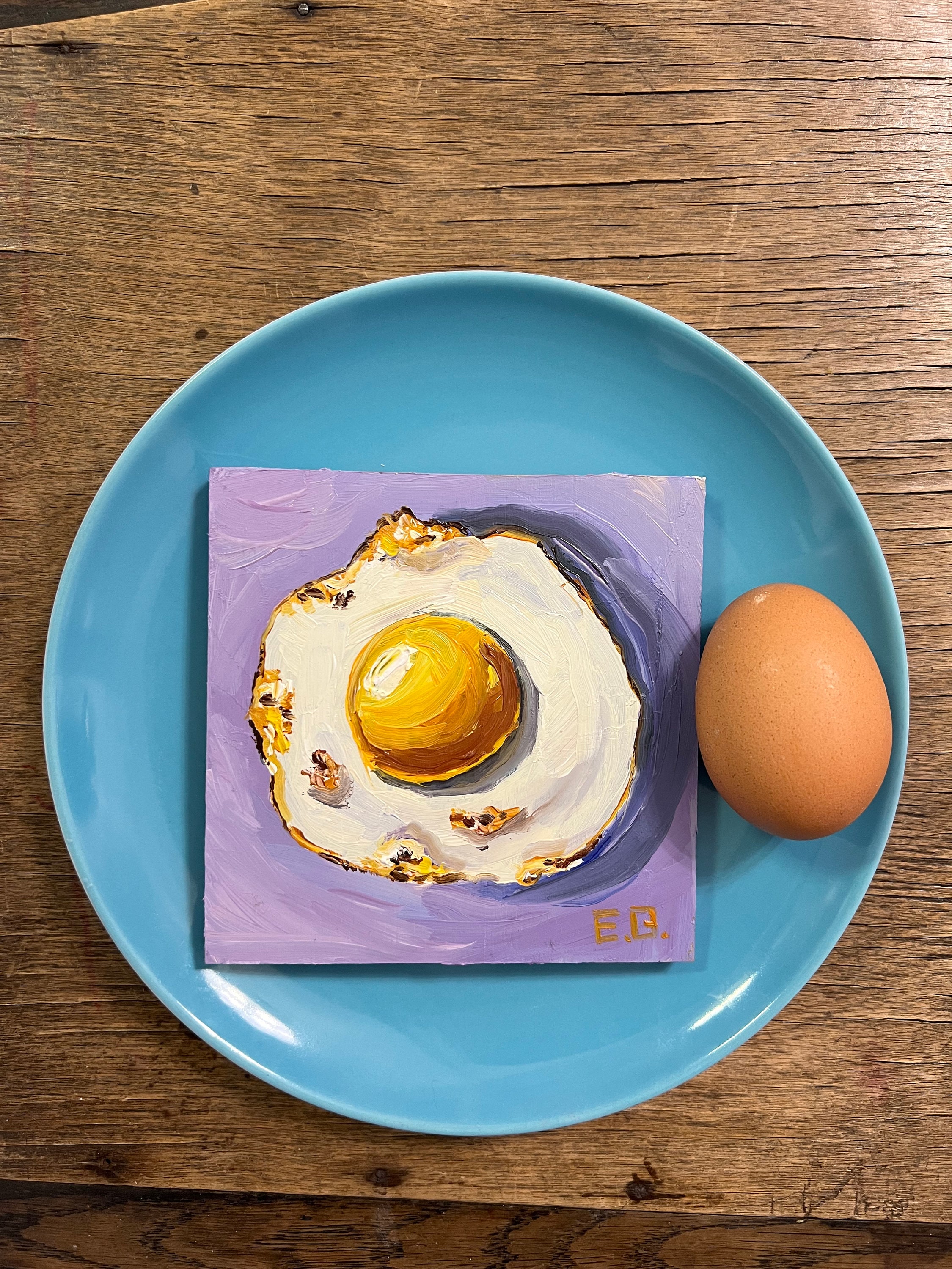 Original Custom Egg Oil Painting Food Art Fried Egg Oil - Etsy