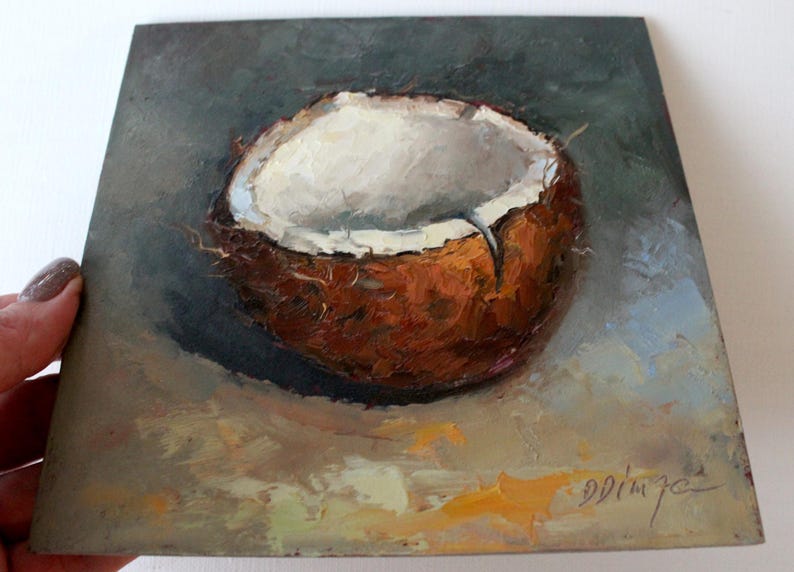 Coconut Oil Original Painting on Cardboard Texture Art by Daiga Dimza ...