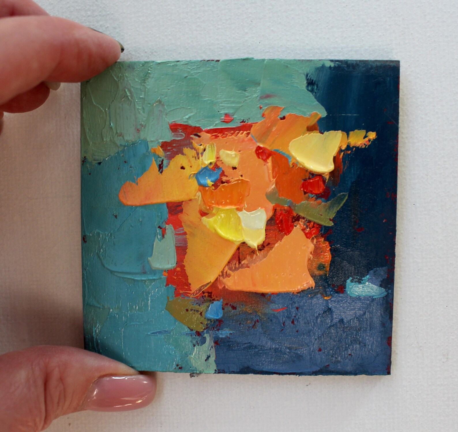 Original Abstract Oil Painting on Cardboard Texture Art by Daiga Dimza ...