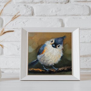 Original Custom Tufted Titmouse Bird Oil Painting by Daiga Dimza Bright ...