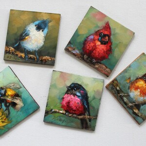 Original Birds Oil Paintings by Daiga Dimza Bright Colorful Abstract ...