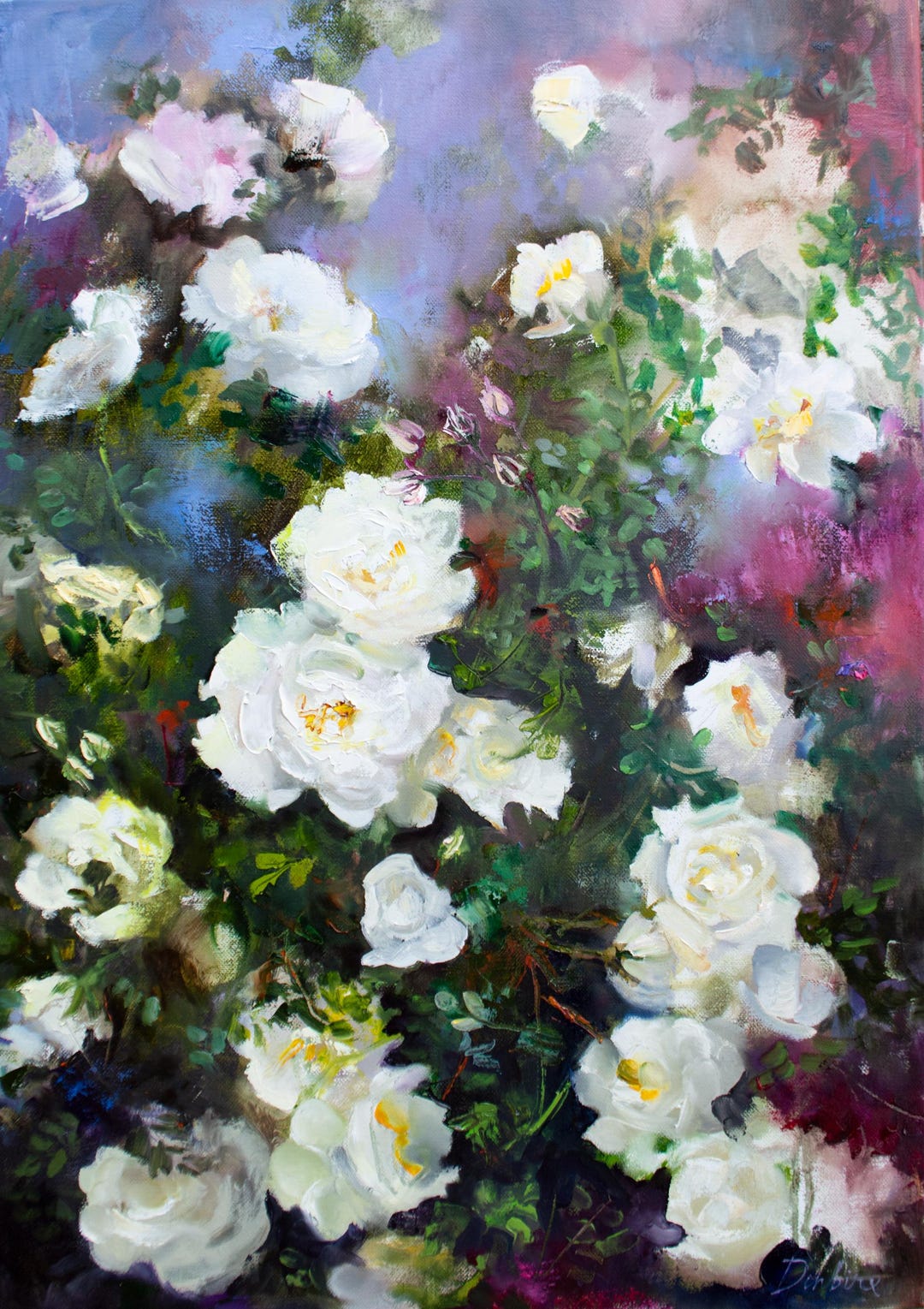 Wild White Roses Original Oil Painting on Canvas by Gita Dinbire ...