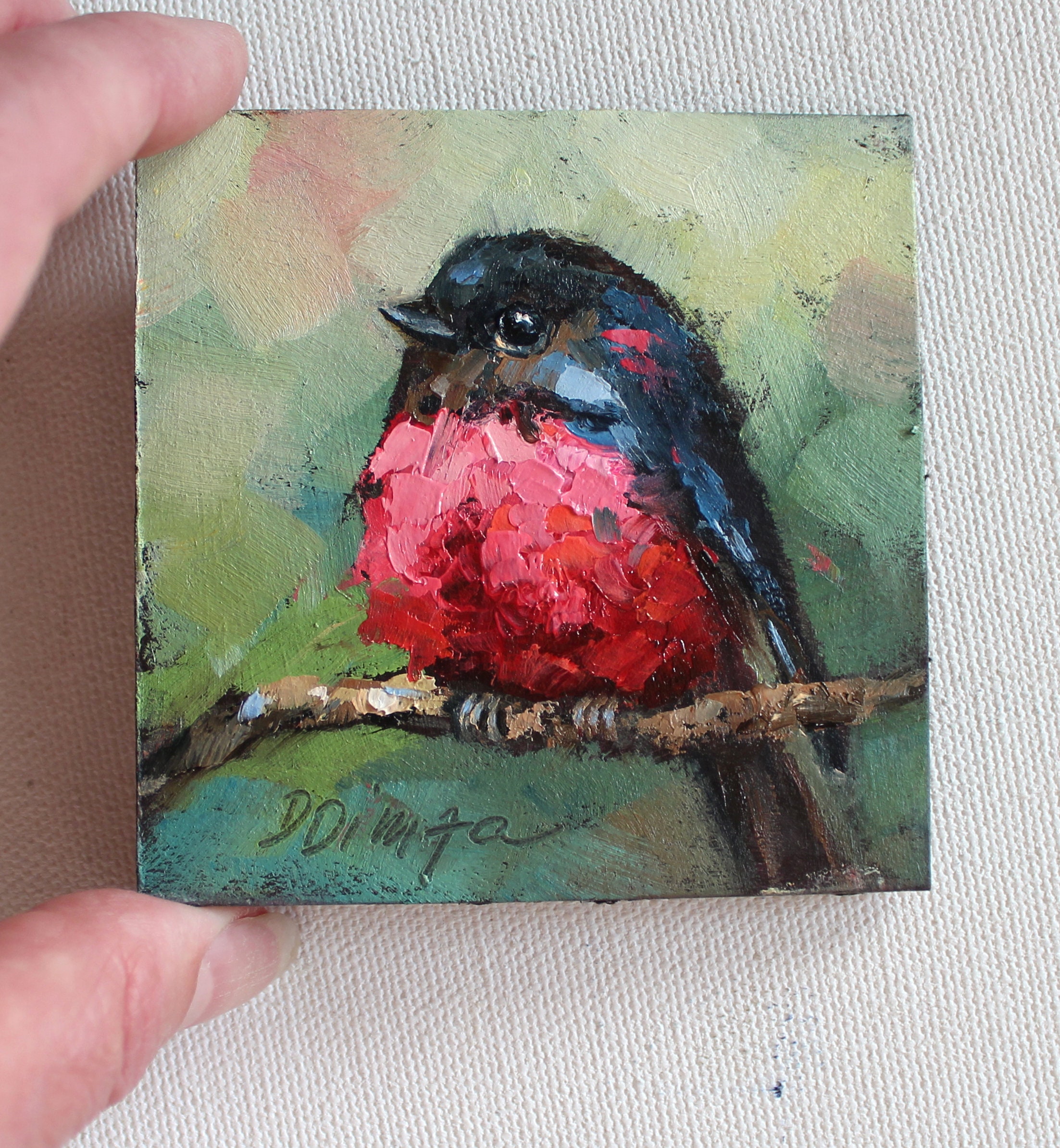 Original Birds Oil Paintings by Daiga Dimza Bright Colorful Abstract ...