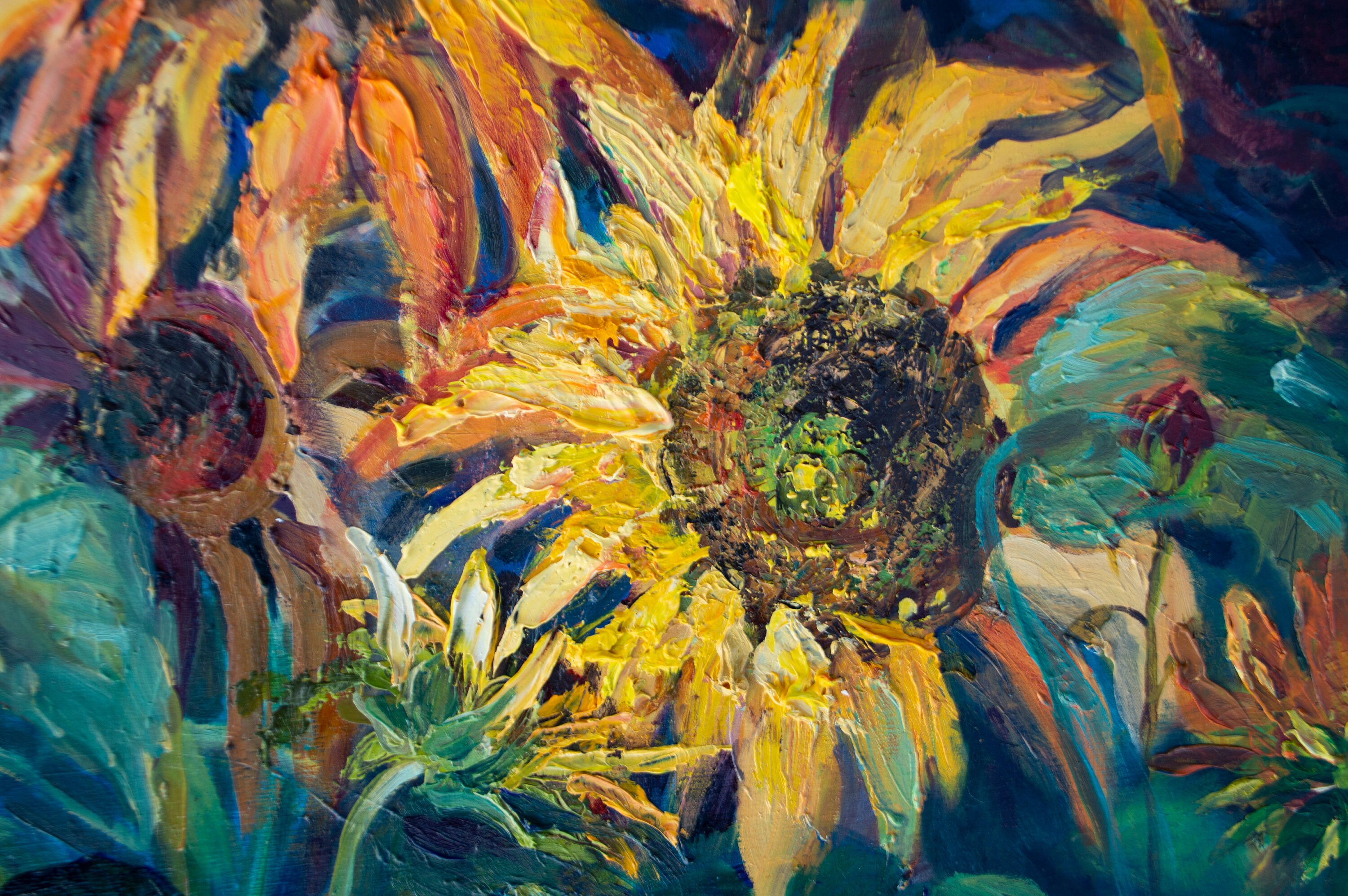 Sunflowers Oil Painting Large Wall Decor Flowers Garden Floral | Etsy