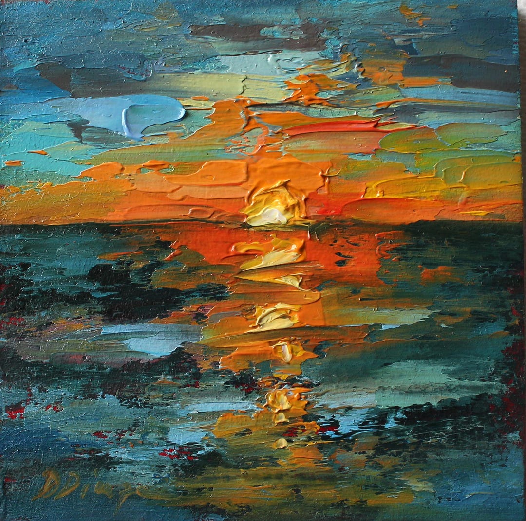 Original Abstract Oil Painting on Cardboard Texture Art by Daiga Dimza ...