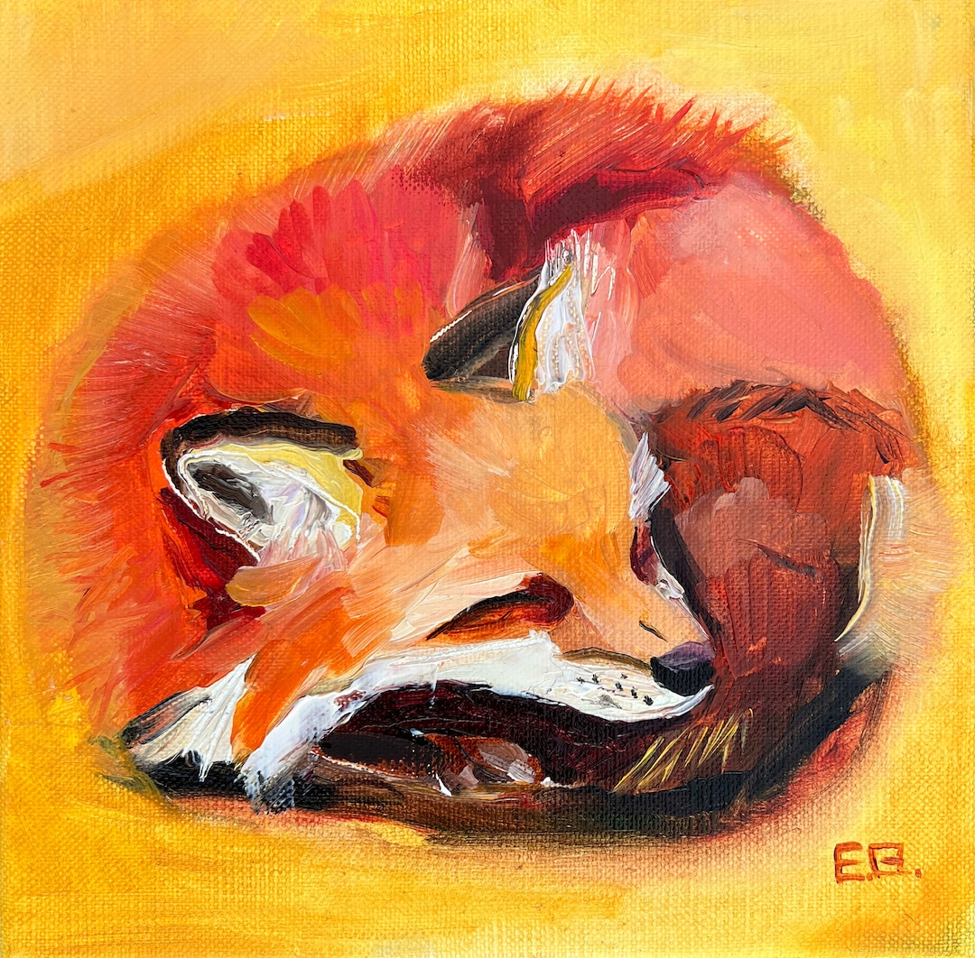 Original Red Fox Oil Painting Fox Art Christmas Wall Art Cute - Etsy
