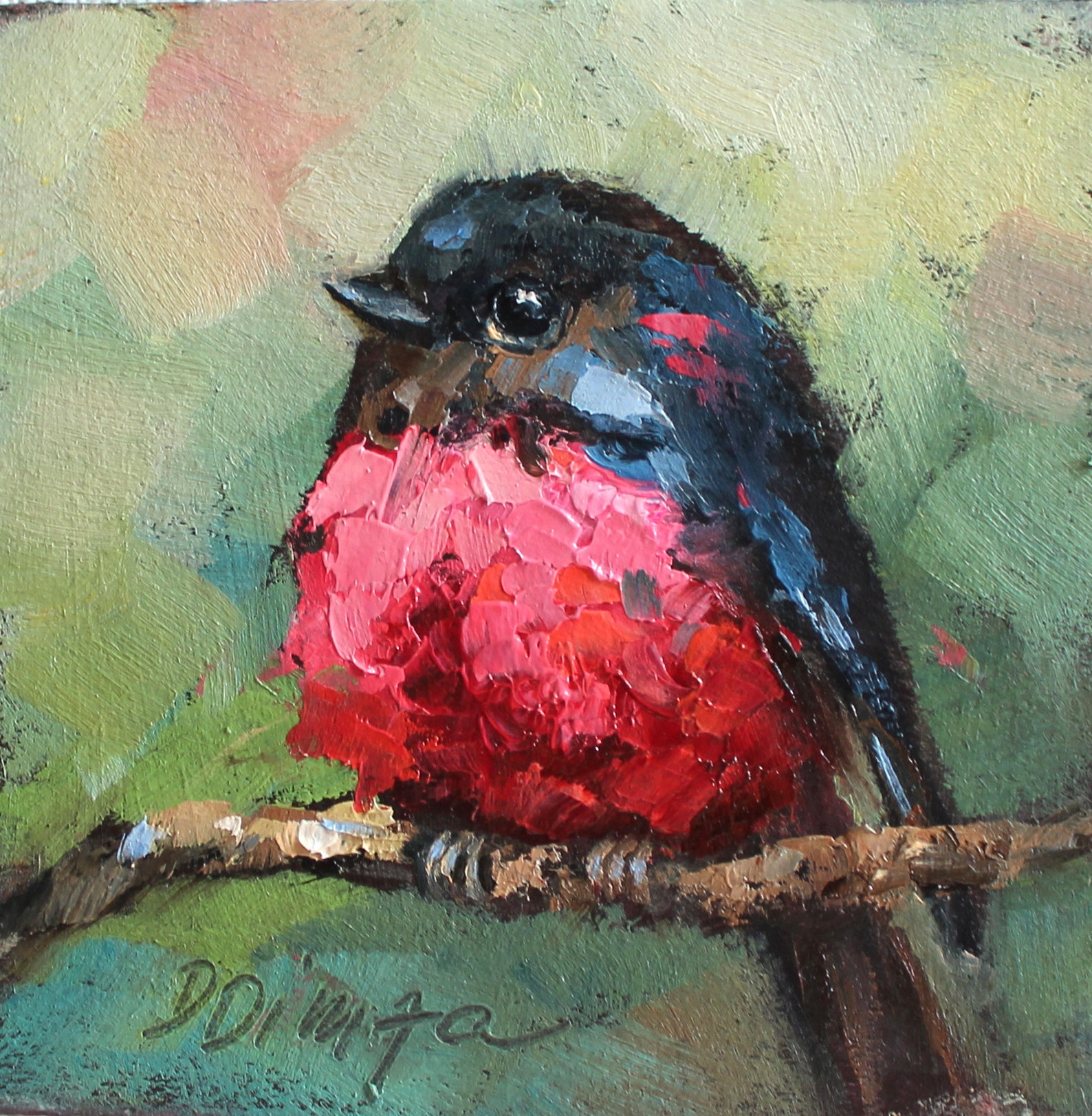 Original Birds Oil Paintings by Daiga Dimza Bright Colorful Abstract ...