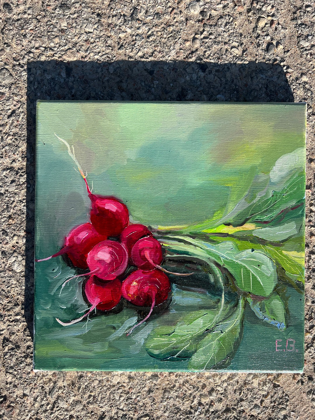 Radishes Original Oil Painting Still Life Kitchen Art Canvas Hot Pink ...