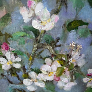 Flowering Branches Apple Tree Painting Original Canvas Oil Light Spring ...
