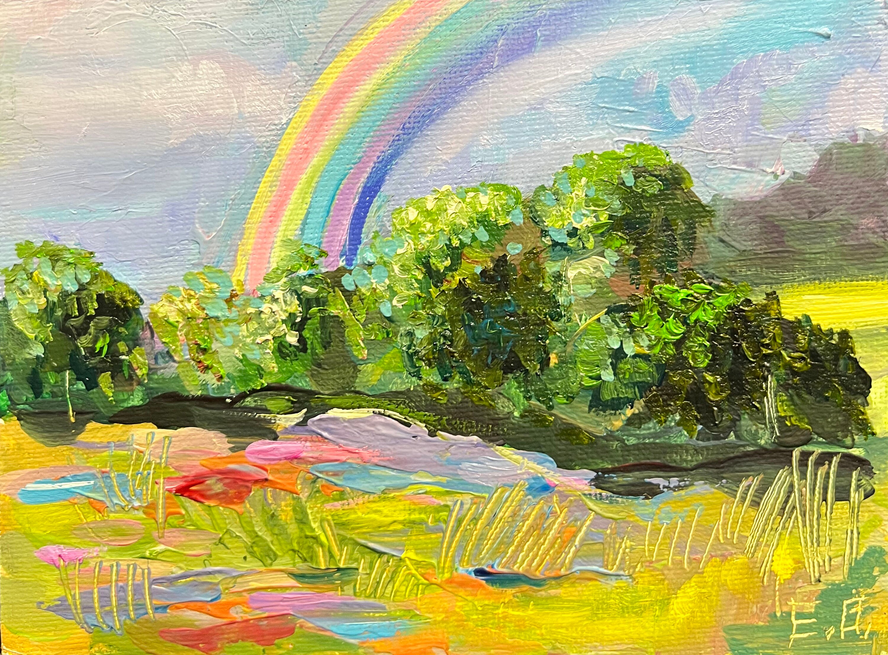 Rainbow Landscape Painting