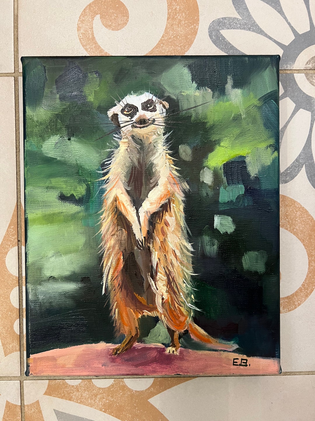 Meerkat Original Oil Painting Suricata Wall Art Artwork Animal Painting ...
