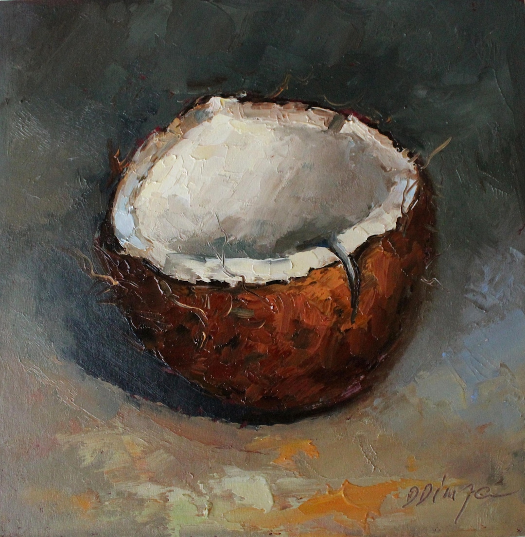 Coconut Oil Original Painting on Cardboard Texture Art by Daiga Dimza ...