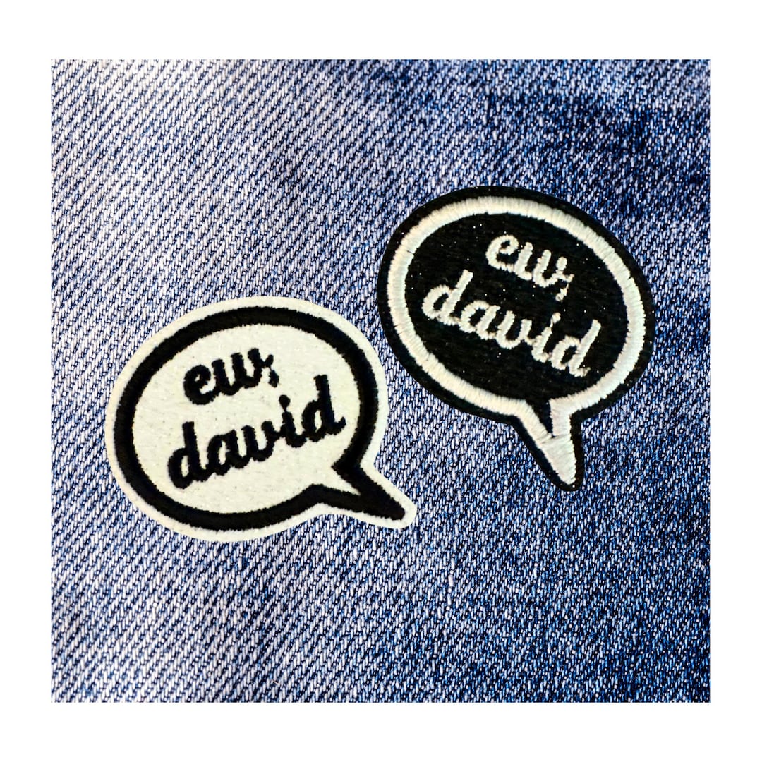 Ew, David Glitter Embroidered Patch - Iron on Word Bubble - Etsy
