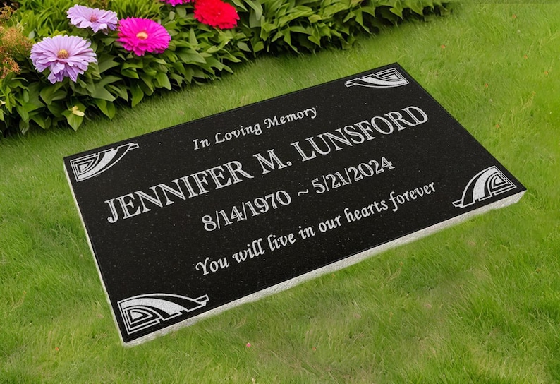 Custom Granite Memorial Stone, Personalized Grave Marker, Engraved ...