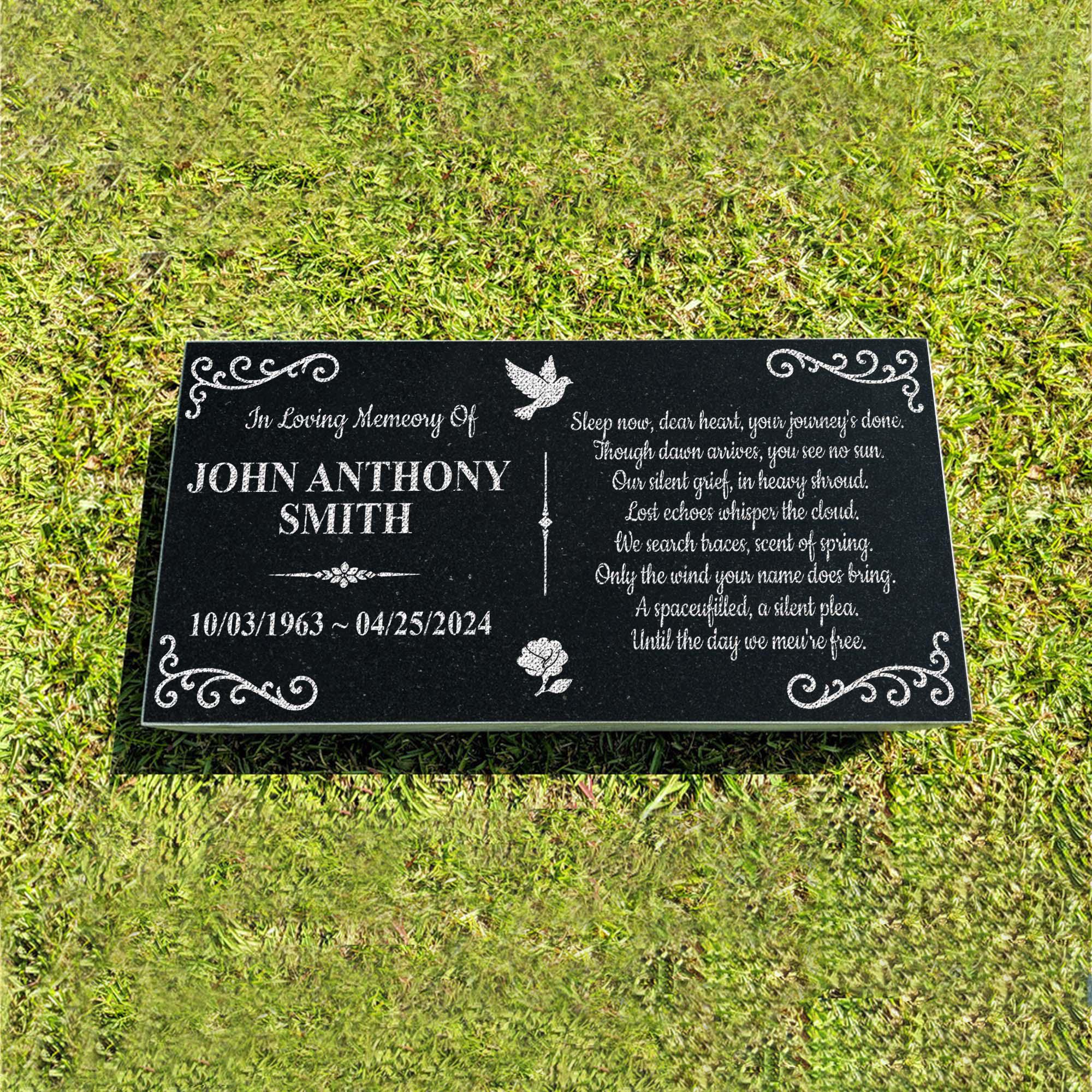 Granite Memorial Stone With Poem | Personalized Grave Marker - Etsy