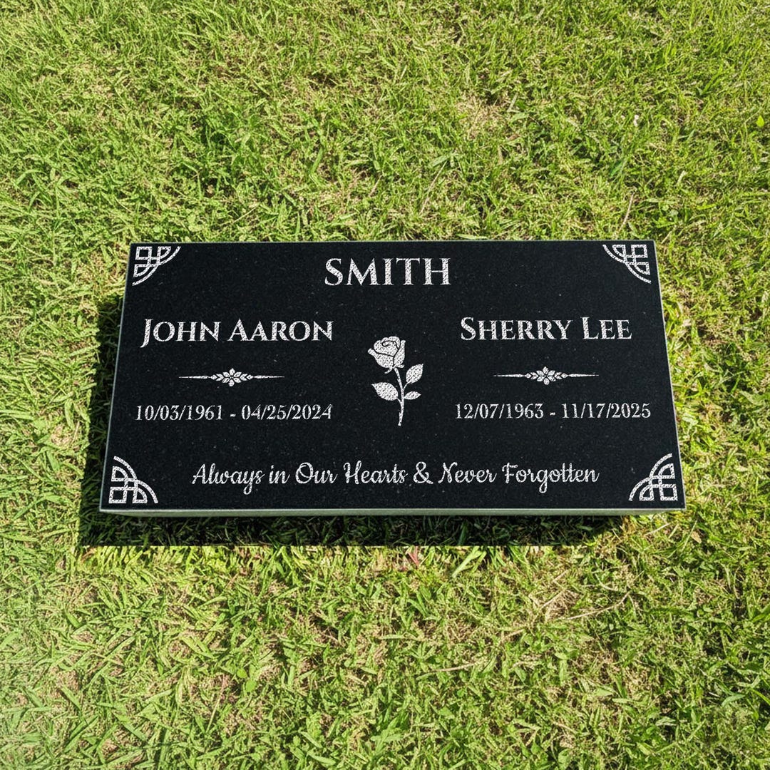 Two Person Granite Memorial Stone | Couples Grave Marker - Etsy