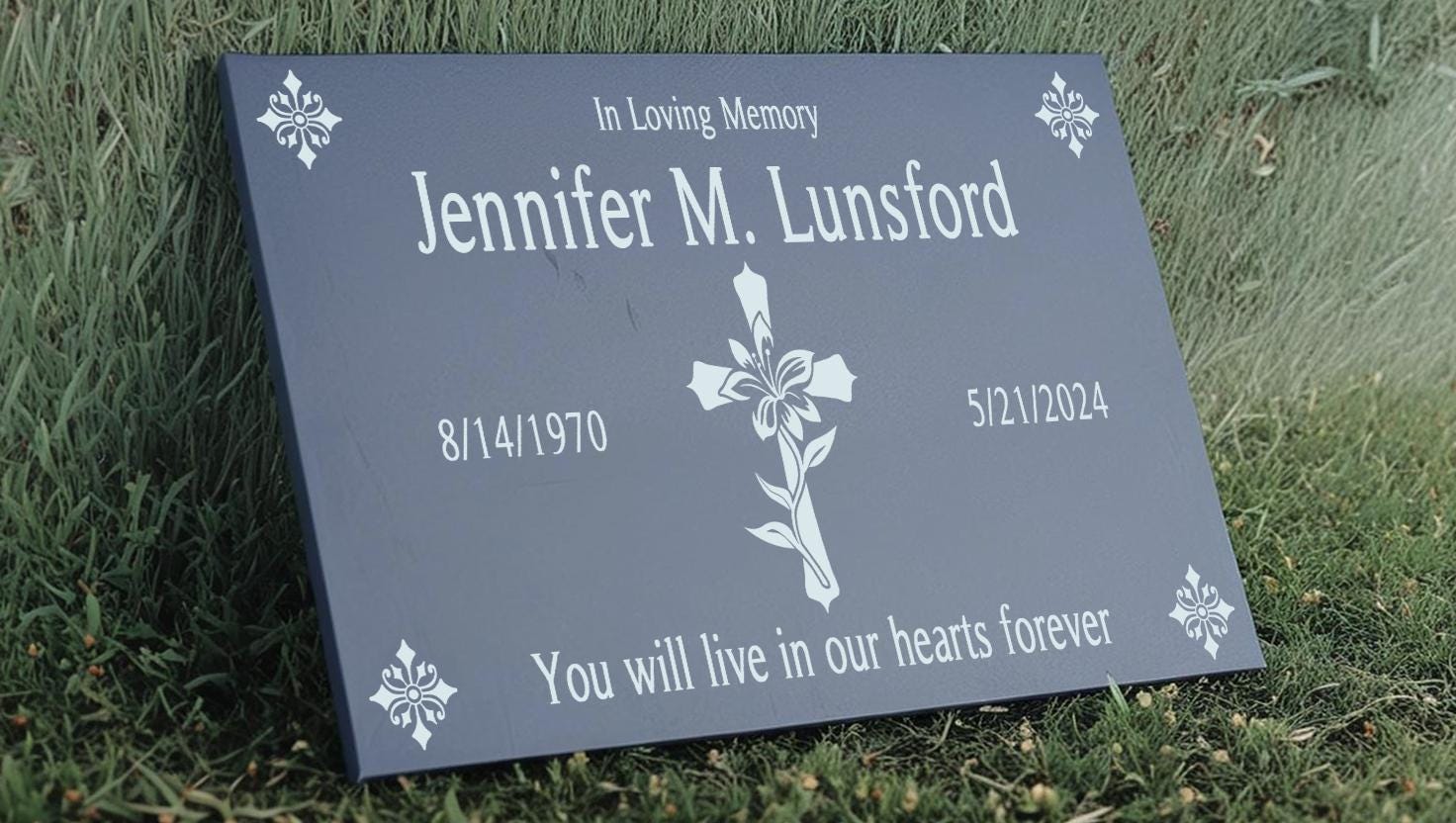 Personalized Memorial Stone, Engraved Gray Slate Garden Marker for ...