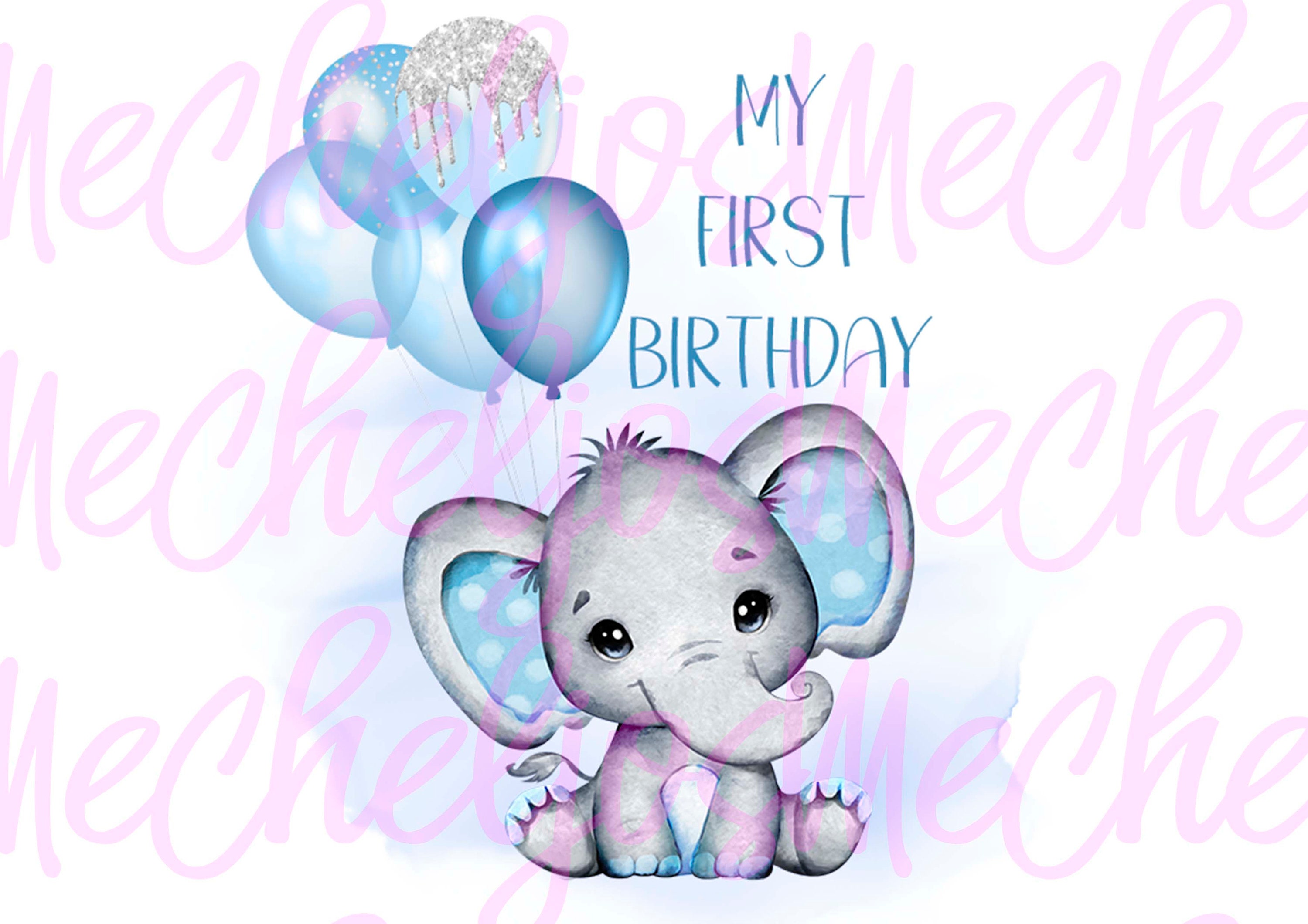 Baby Boy Elephant, 1st Birthday Digital Sublimation File, PNG, Digital ...