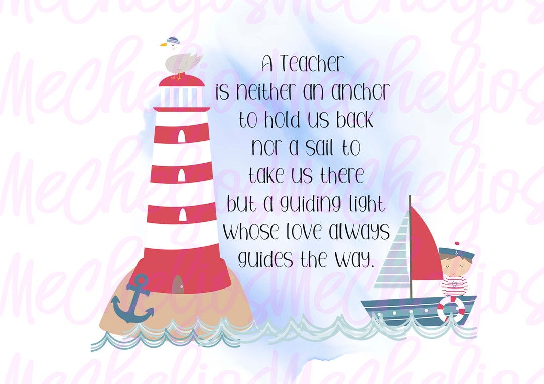 Teacher,anchor, Guiding Light, Lighthouse,thank You,digital Sublimation ...