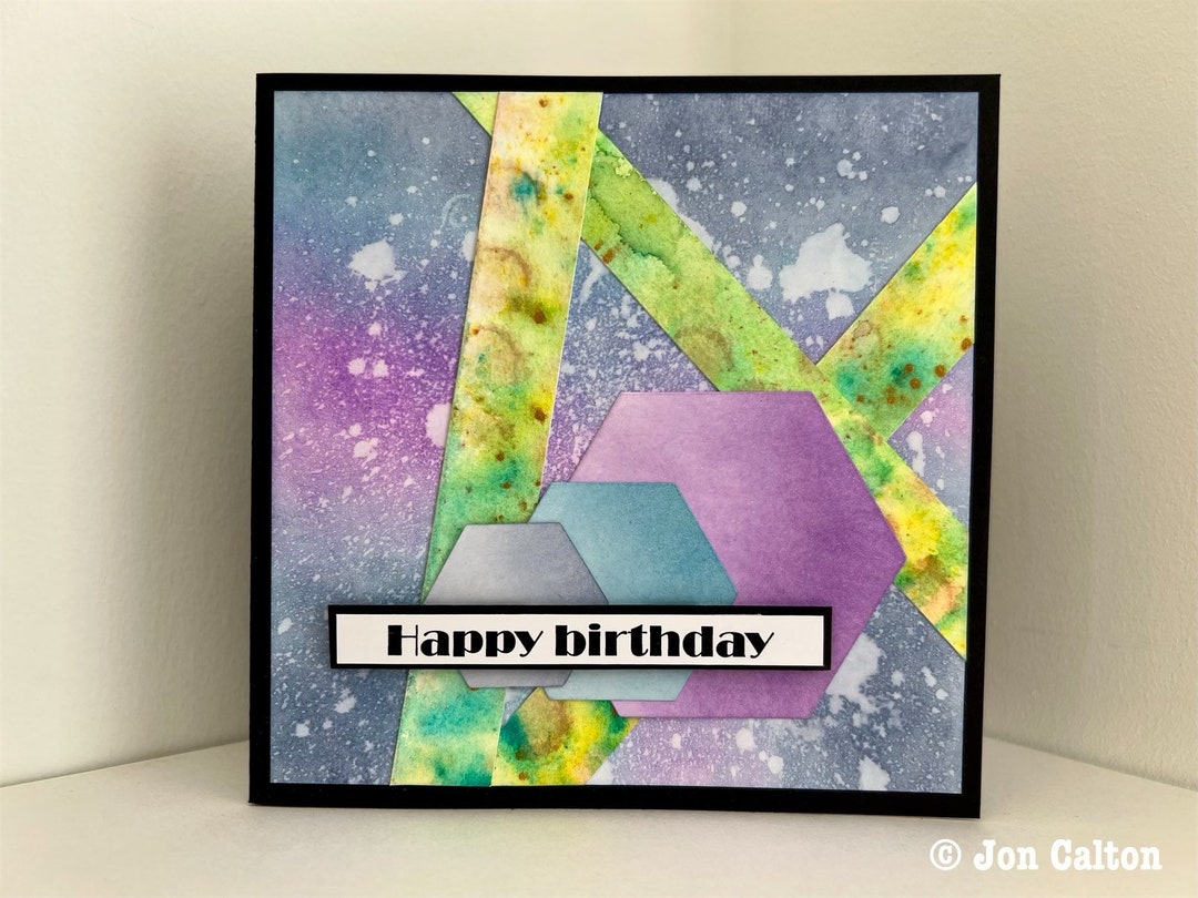 Handmade Spacy Speckled Happy Birthday Card 6 Square - Etsy