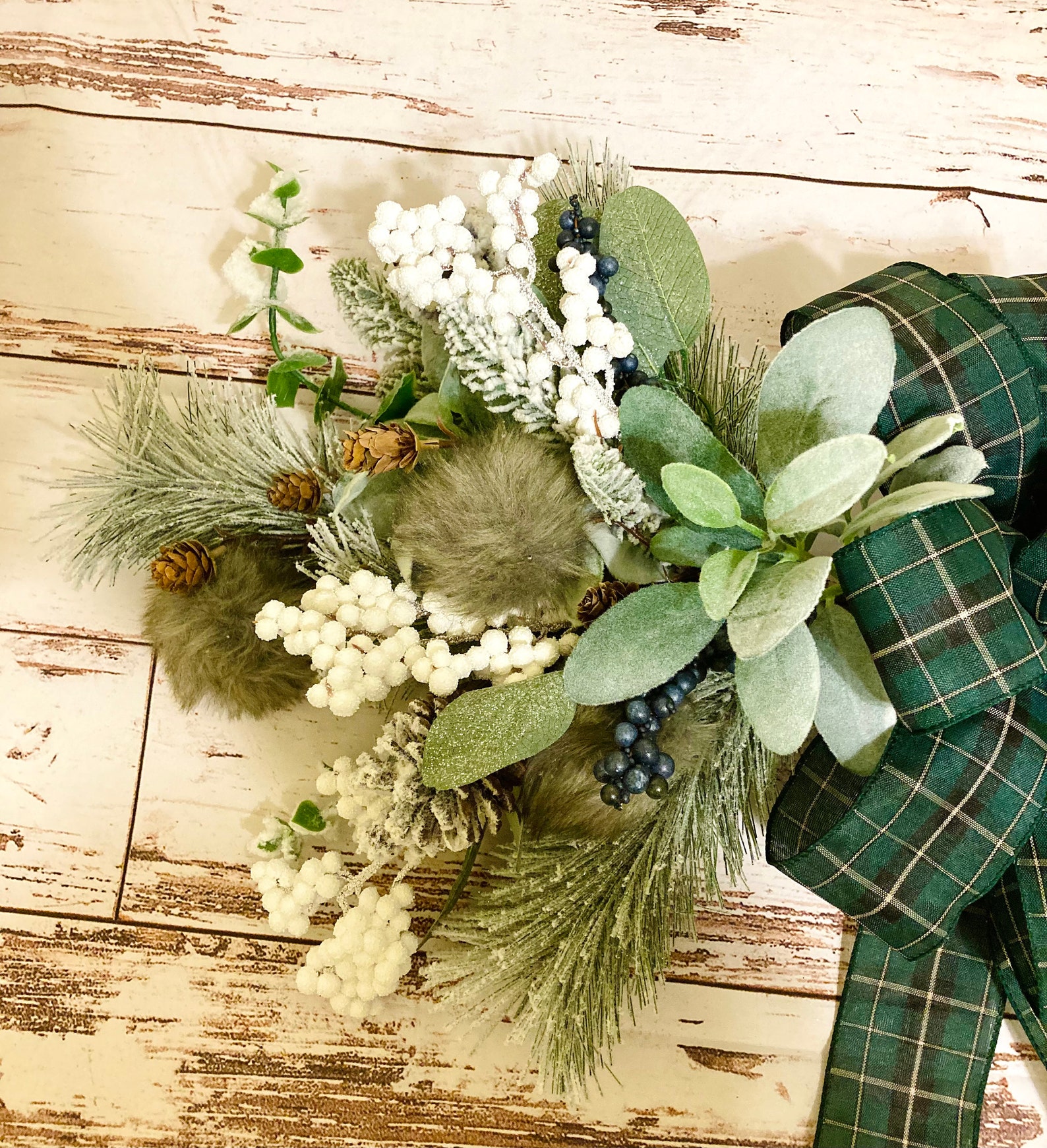 Winter Door Swag Rustic Over the Door Swag Farmhouse Mixed - Etsy