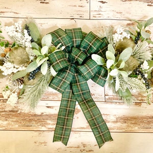 Winter Door Swag, Rustic Over the Door Swag, Farmhouse Mixed Greenery ...