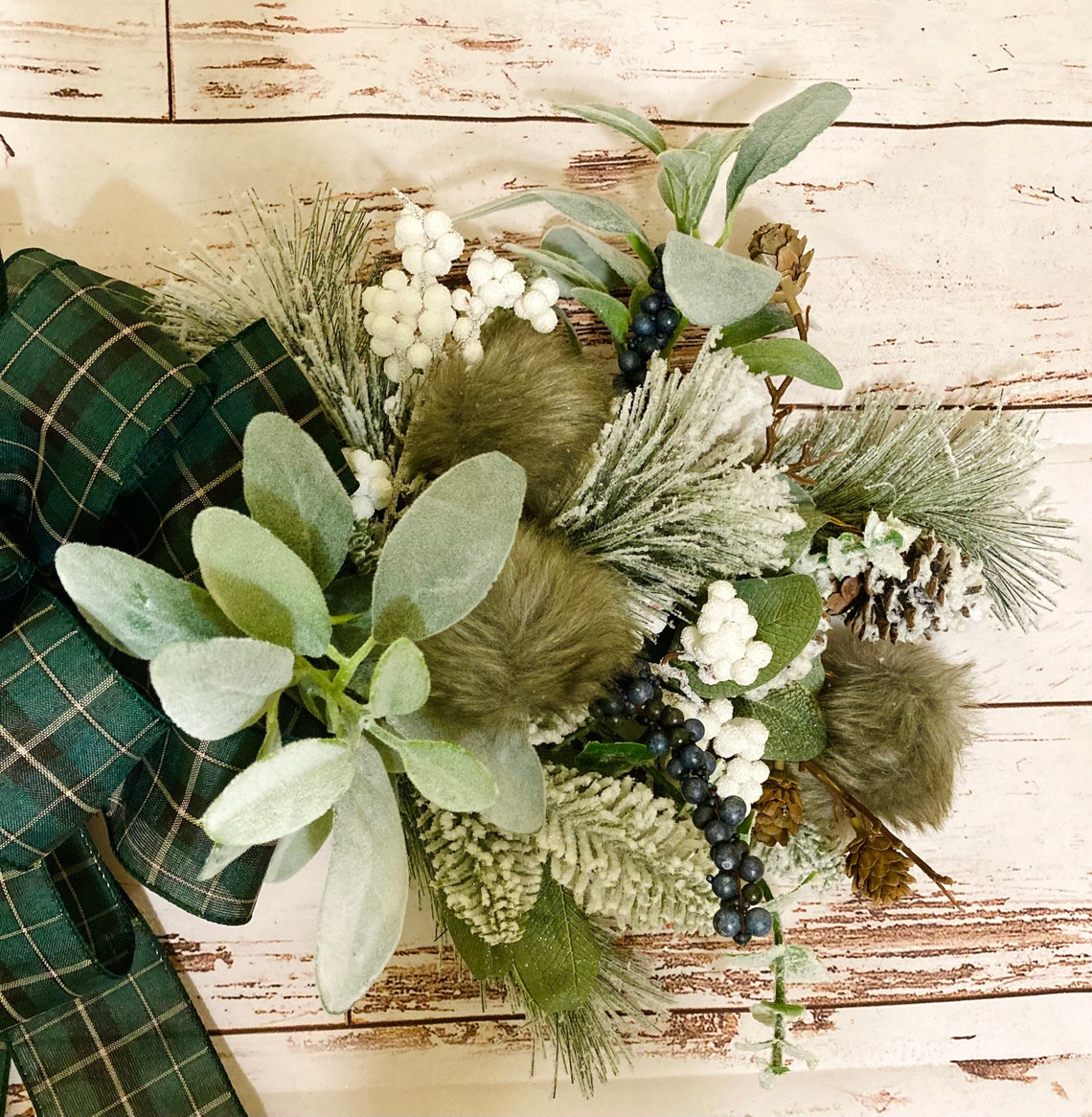 Winter Door Swag Rustic Over the Door Swag Farmhouse Mixed - Etsy