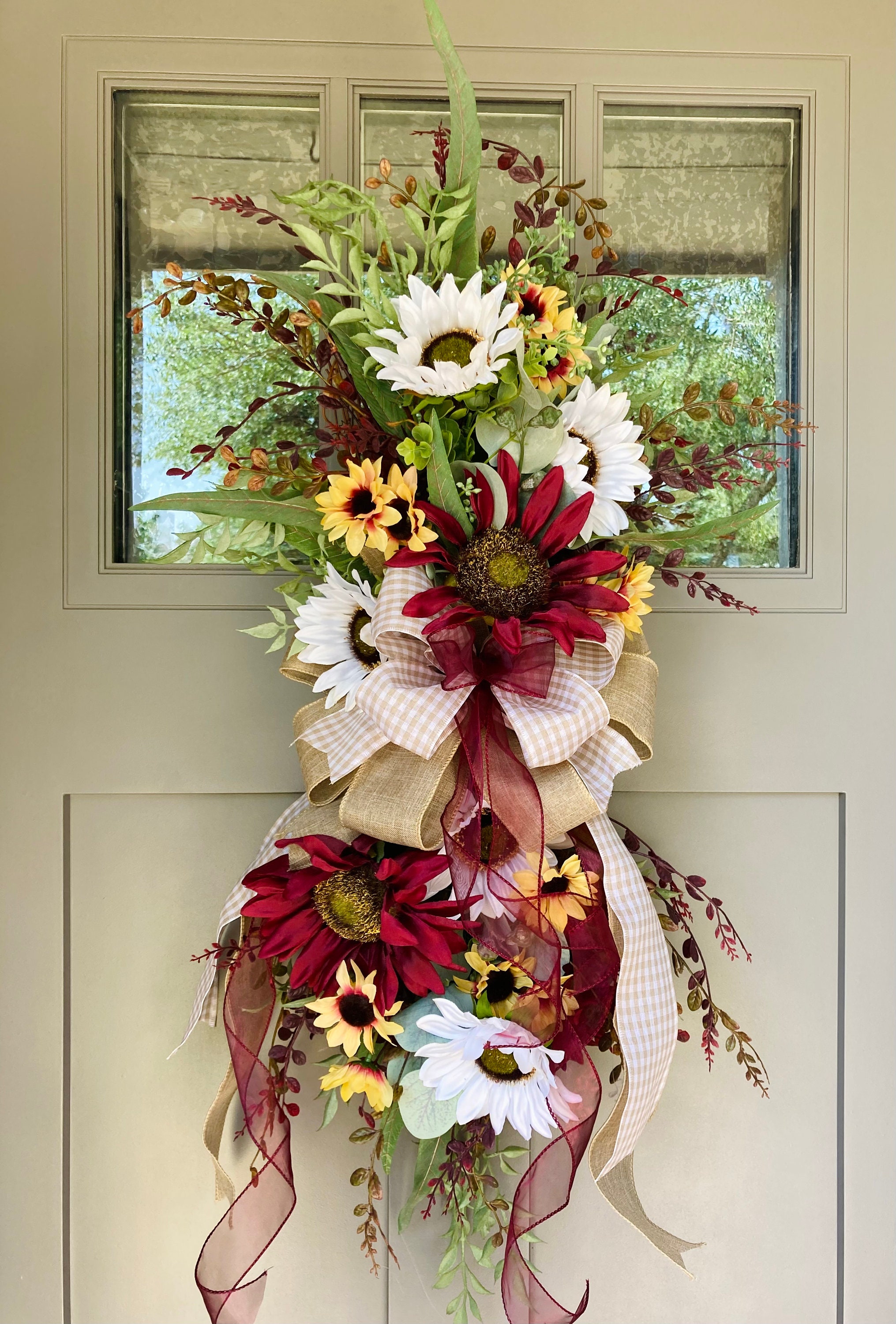 Fall Swag for Front Door Vertical Swag Fall Floral Swag - Etsy