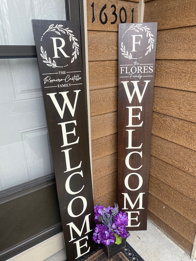 Welcome Last Name Porch Sign, Last Name Sign, Vertical Welcome, Porch ...