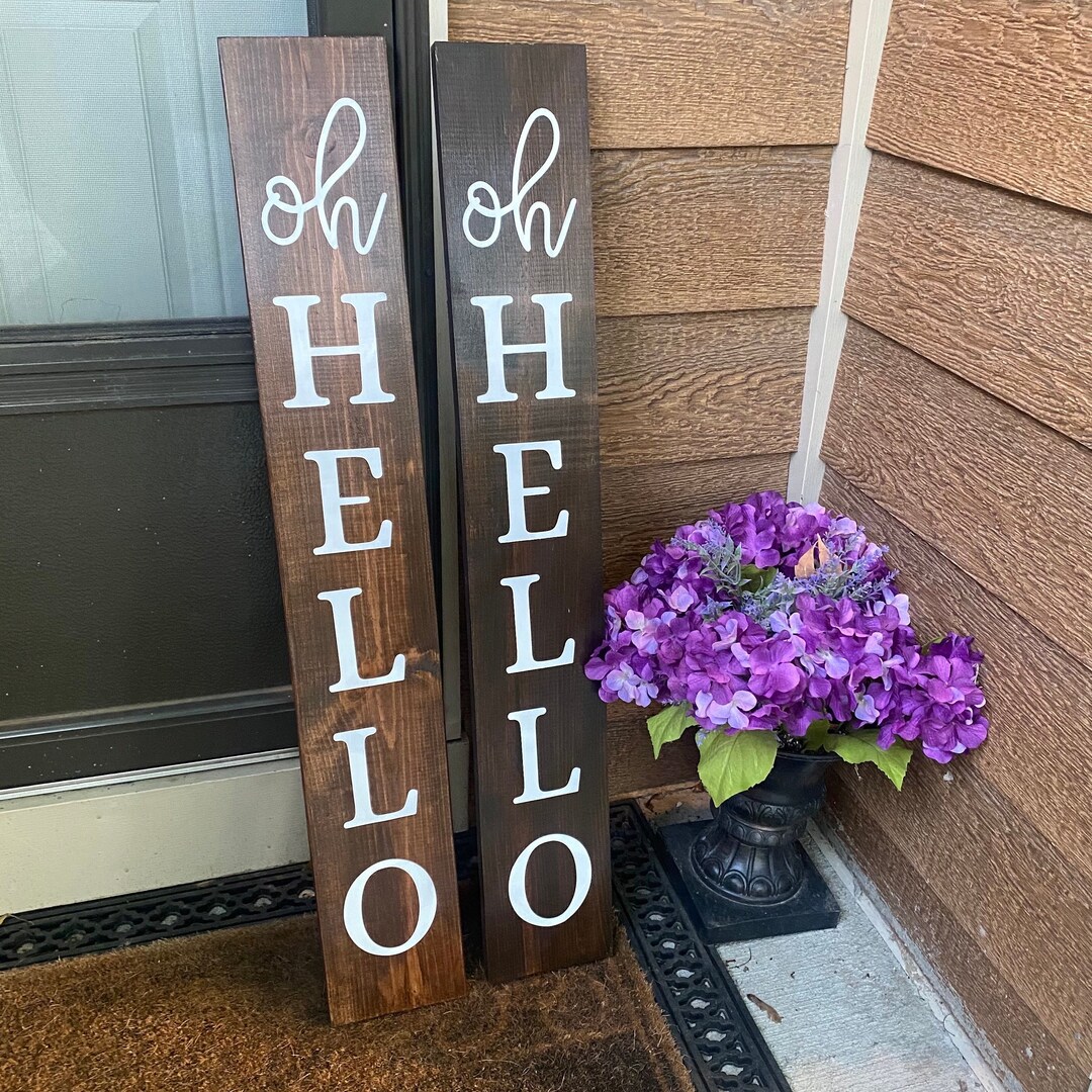Oh Hello Porch Sign Welcome Porch Sign - Basic Welcome - Farmhouse ...