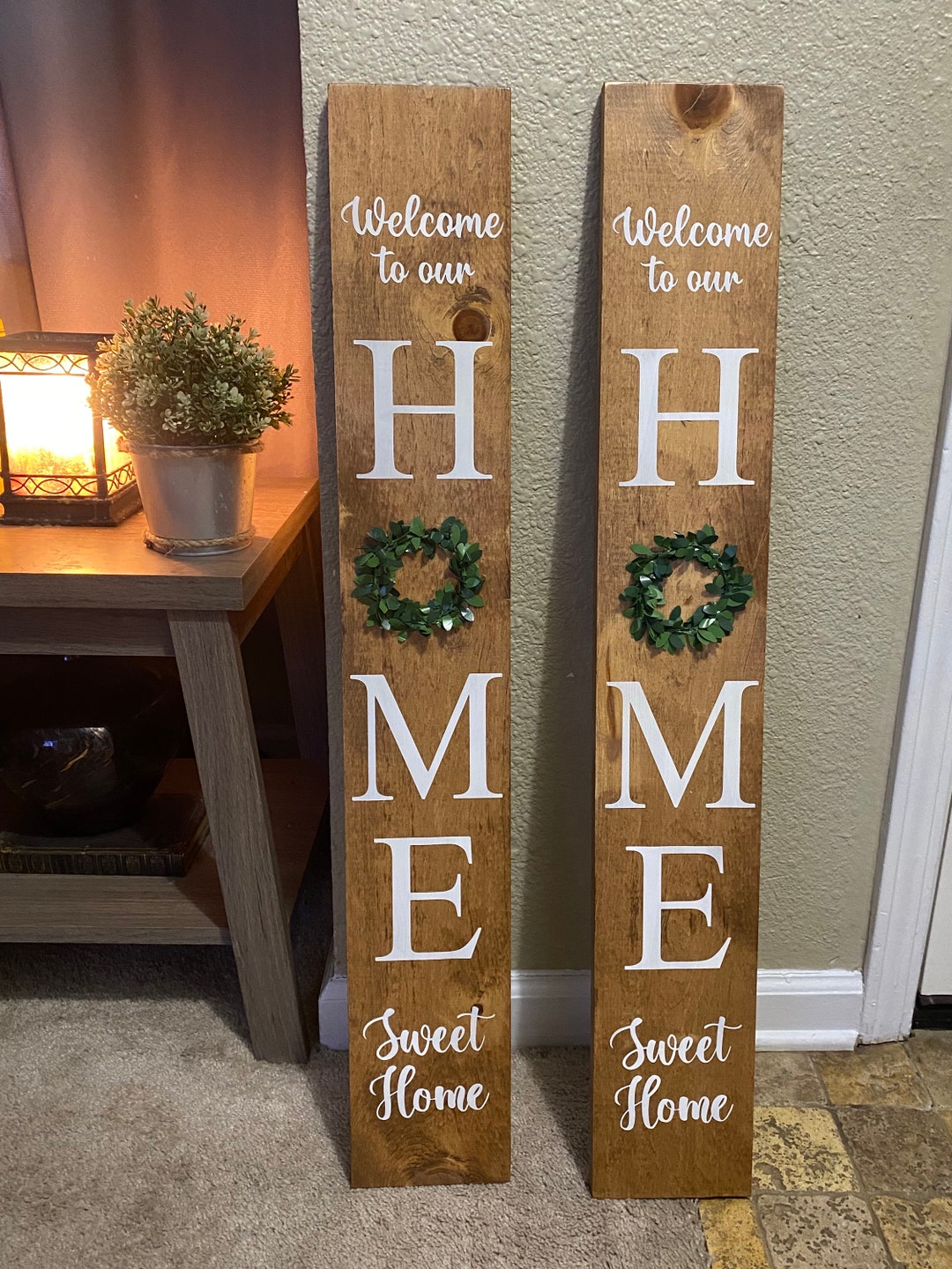 Welcome to Our Home Sweet Home Porch Sign With Wreath, Porch Decor ...