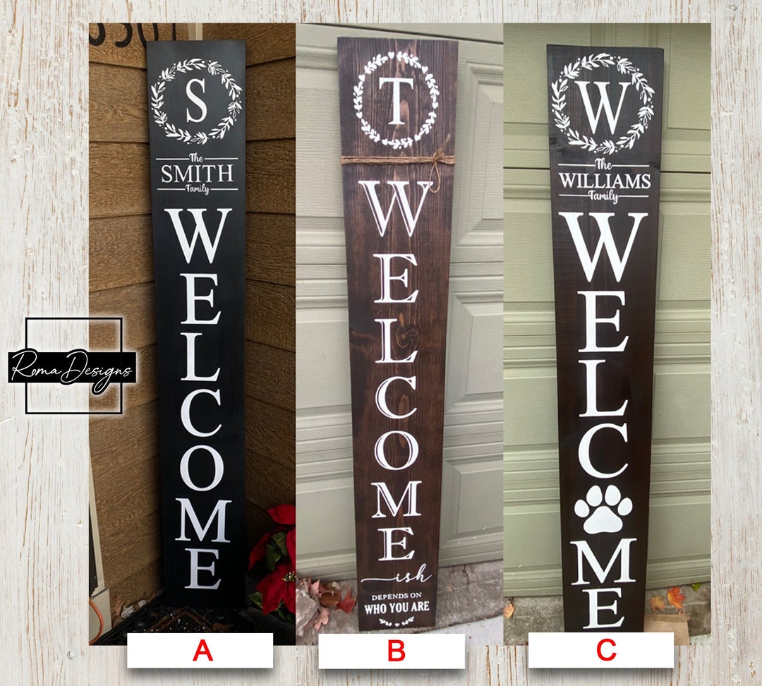 Welcome Porch Sign - Welcome Sign Front Door - Welcomeish - Paw Print ...