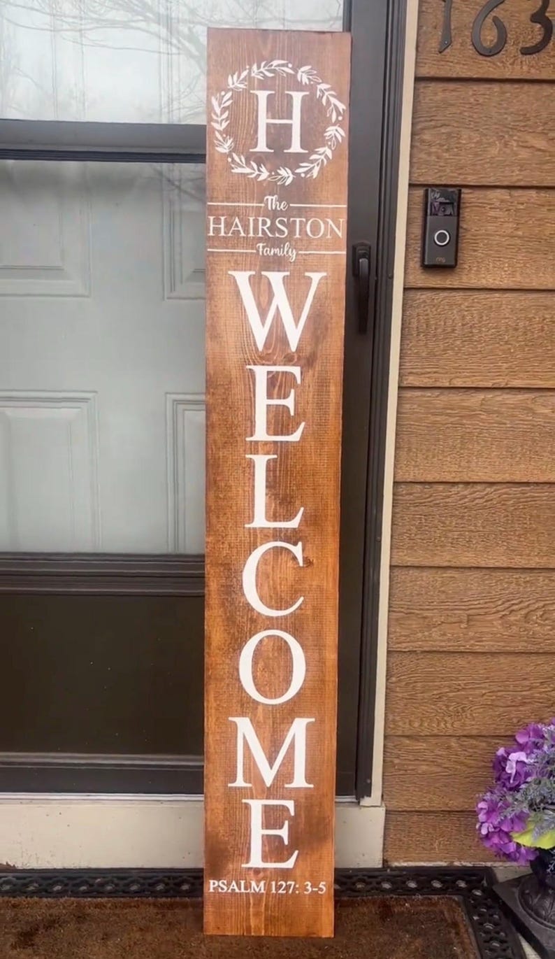 Personalized Vertical Welcome Sign | Custom Farmhouse Porch Sign ...