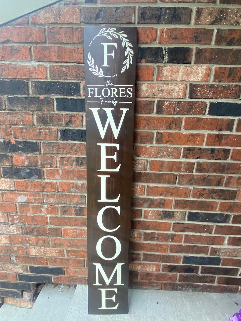 Welcome Last Name Porch Sign Last Name Sign Vertical - Etsy