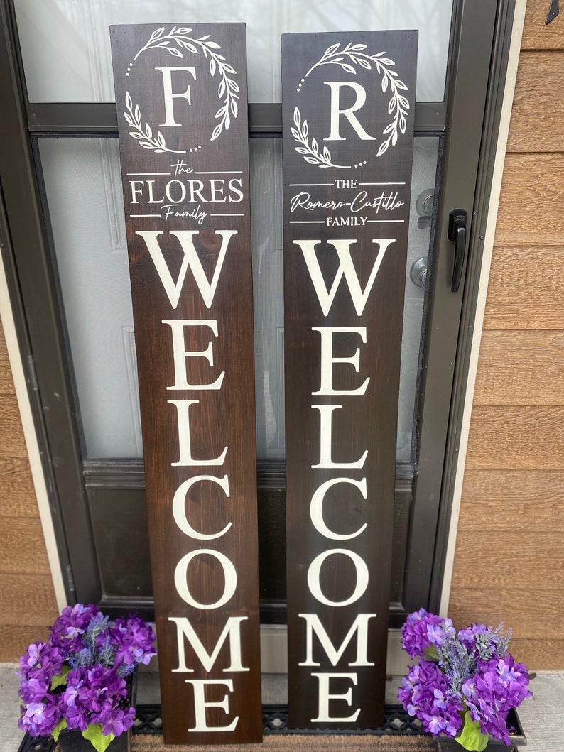 Welcome Last Name Porch Sign, Last Name Sign, Vertical Welcome, Porch ...