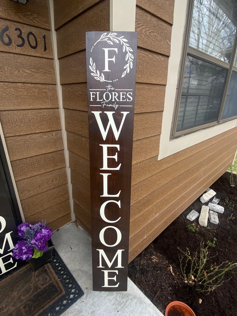 Welcome Last Name Porch Sign Last Name Sign Vertical - Etsy
