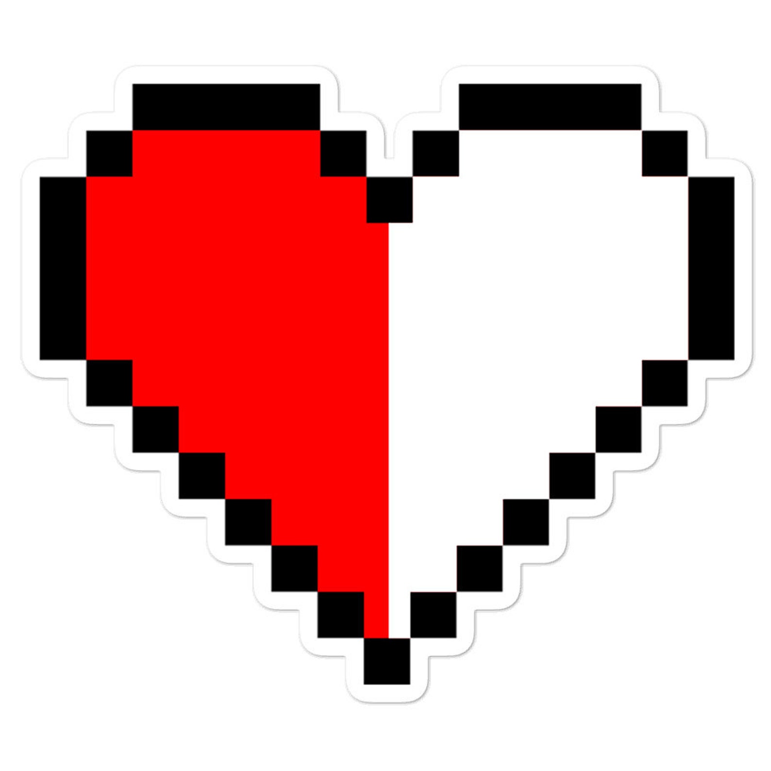 Pixel Half Heart 8-Bit Gamer Sticker | Etsy