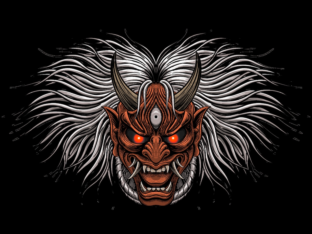 Oni Japanese Demon Head Digital Download - Etsy