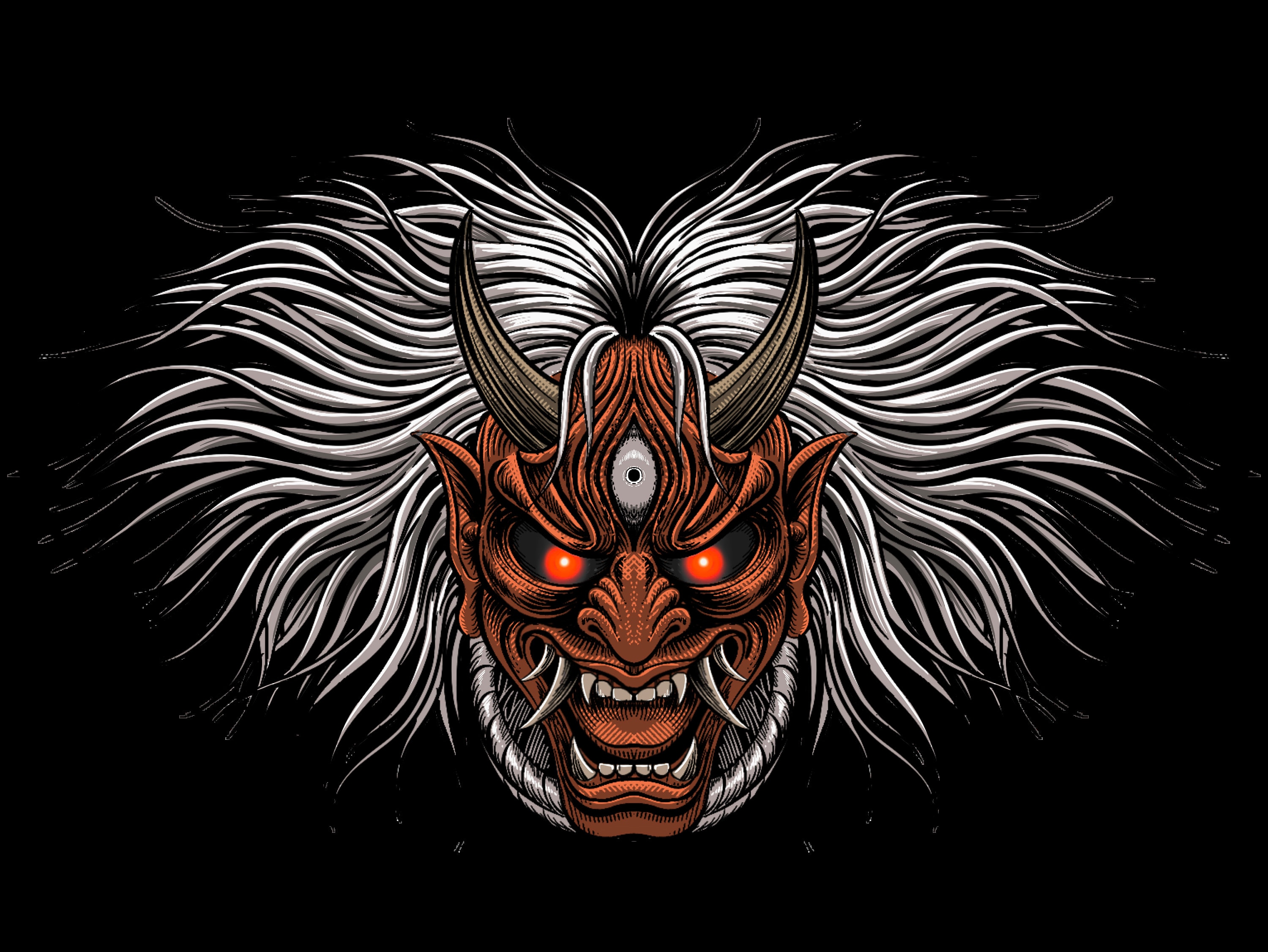 Oni Japanese Demon Head Digital Download - Etsy