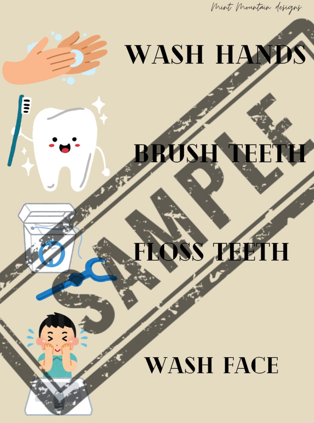 Bathroom Teeth Brushing Poster - Etsy