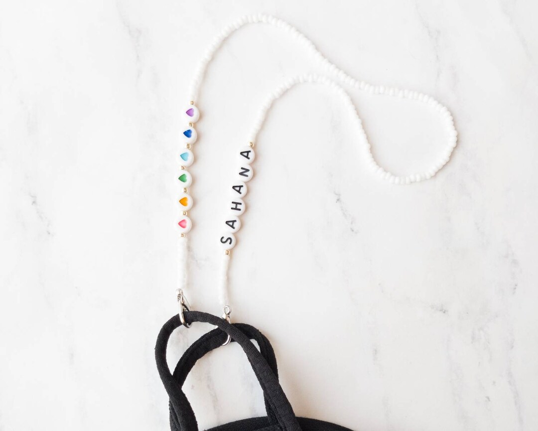 Double Sided Kids Mask Chain Rainbow Hearts Face Mask Lanyard School ...