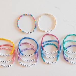 Word Affirmation Beaded Bracelet Set | Kids Daily Affirmation Bracelet ...