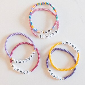 Word Affirmation Beaded Bracelet Set | Kids Daily Affirmation Bracelet ...
