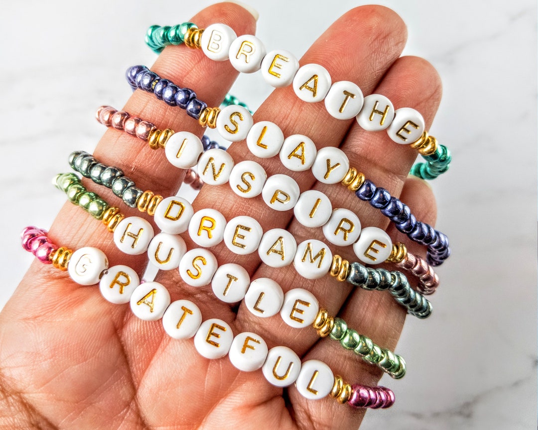 Word Affirmation Seed Bead Bracelet Set Seed Bead Bracelet - Etsy