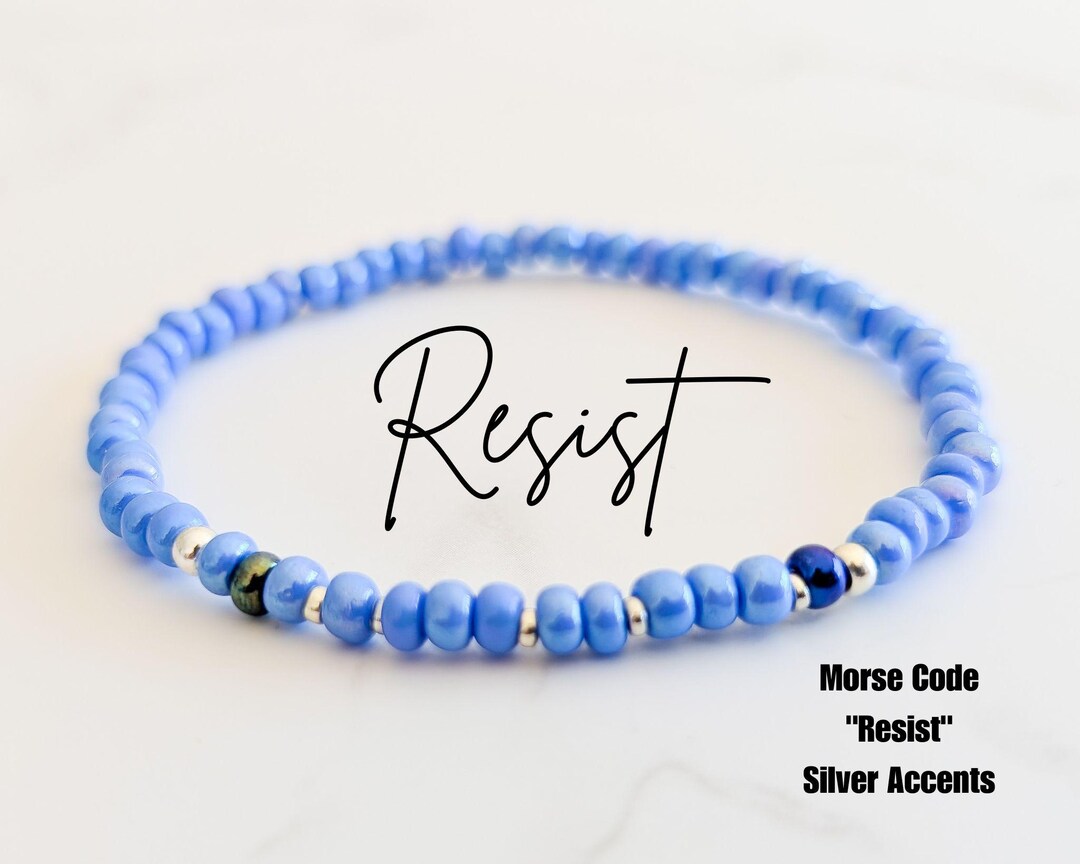Resist Morse Code Seed Bead Bracelet | Dainty Resistance Bracelet ...
