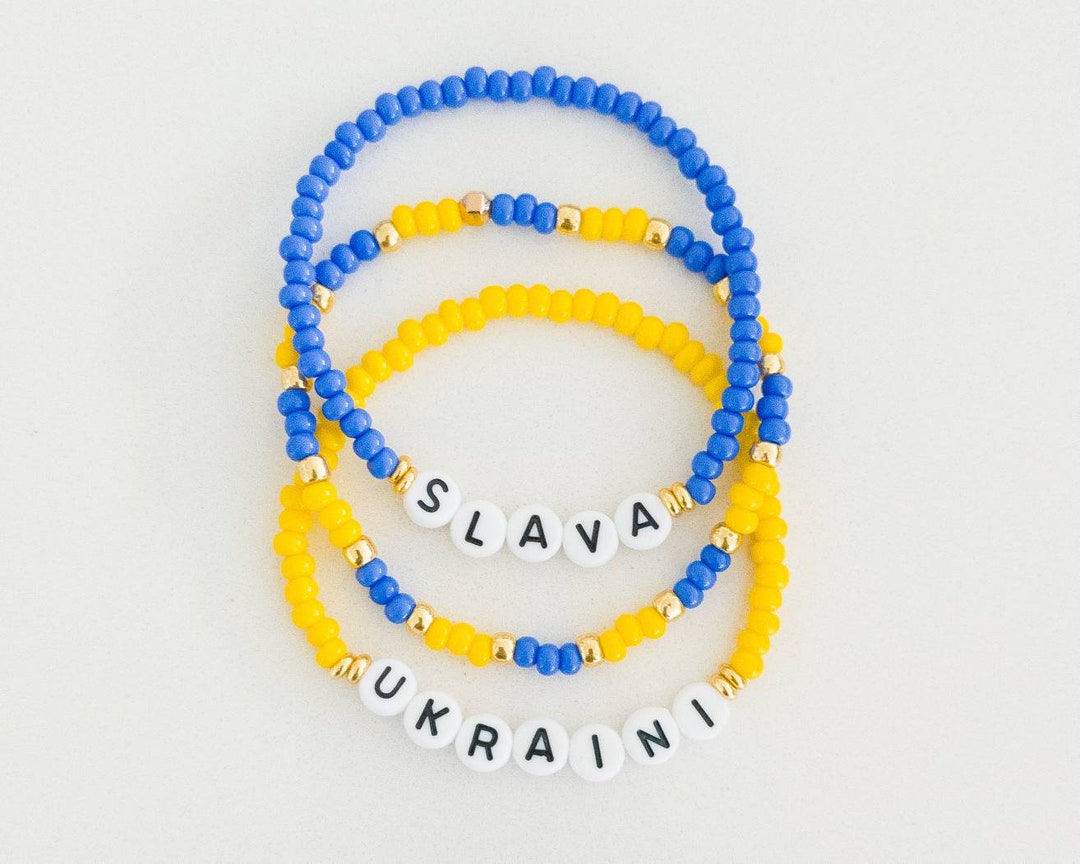 Slava Ukraini | Support Ukraine Stretch Bracelet | Ukraine Donation ...