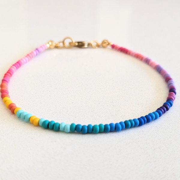 Rainbow Bead Bracelet - Etsy
