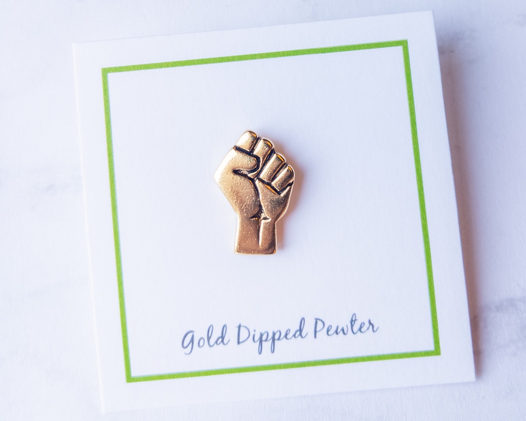 Resist Pin | 22 Karat Gold Dipped Pewter | Raised Fist Protest Pin | # ...
